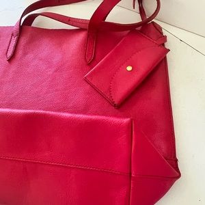 J. Crew | Bags | Jcrew Red Leather Classic Tote Bag Nwot With Attached ...